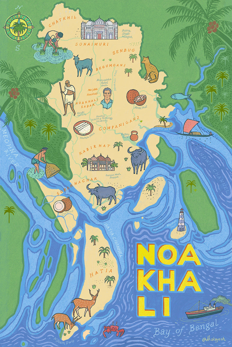 Illustrated Map of Noakhali – DHAKAYEAH